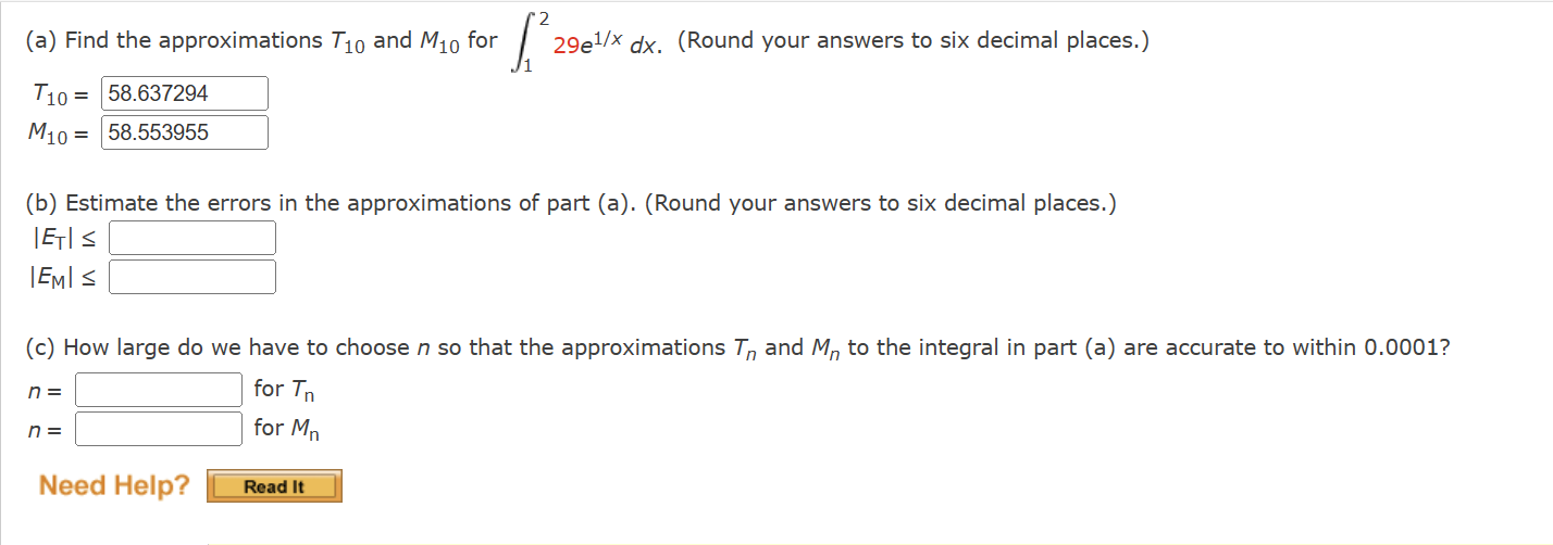 Solved (a) ﻿Find the approximations T10 ﻿and M10 ﻿for | Chegg.com