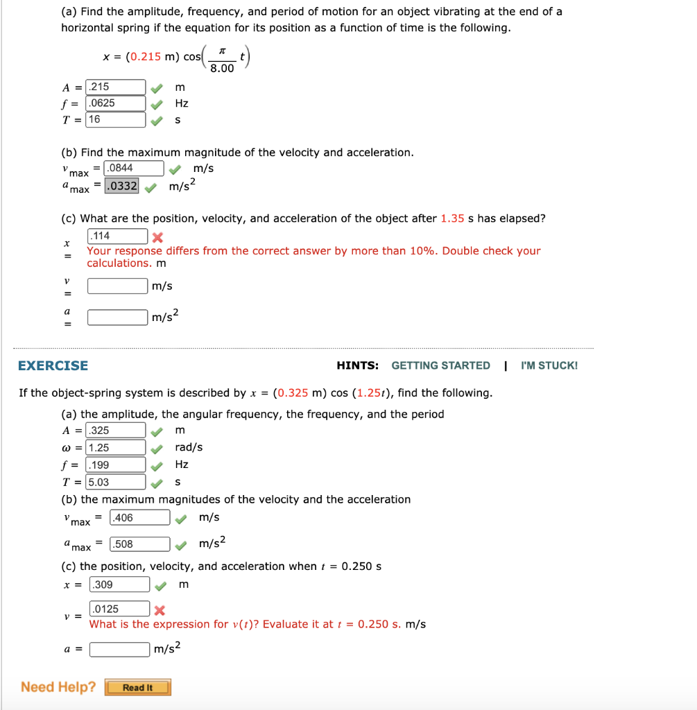 Solved (a) Find the amplitude, frequency, and period of | Chegg.com