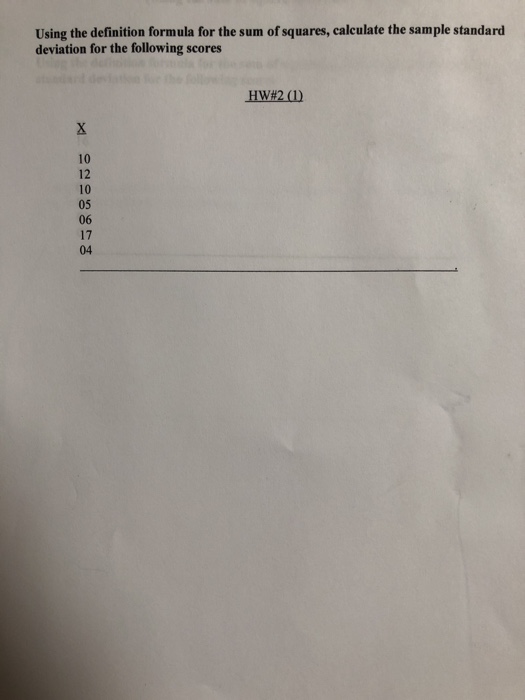 Solved Using the definition formula for the sum of squares, | Chegg.com