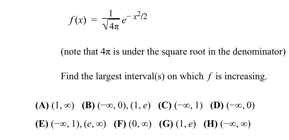 Solved f(x)=14π2e-x22(note that 4π ﻿is under the square root | Chegg.com