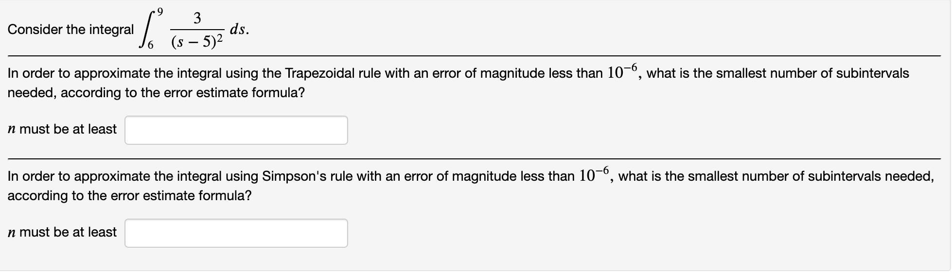 Solved Consider the integral f 3 (s – 5)2 ds. In order to | Chegg.com