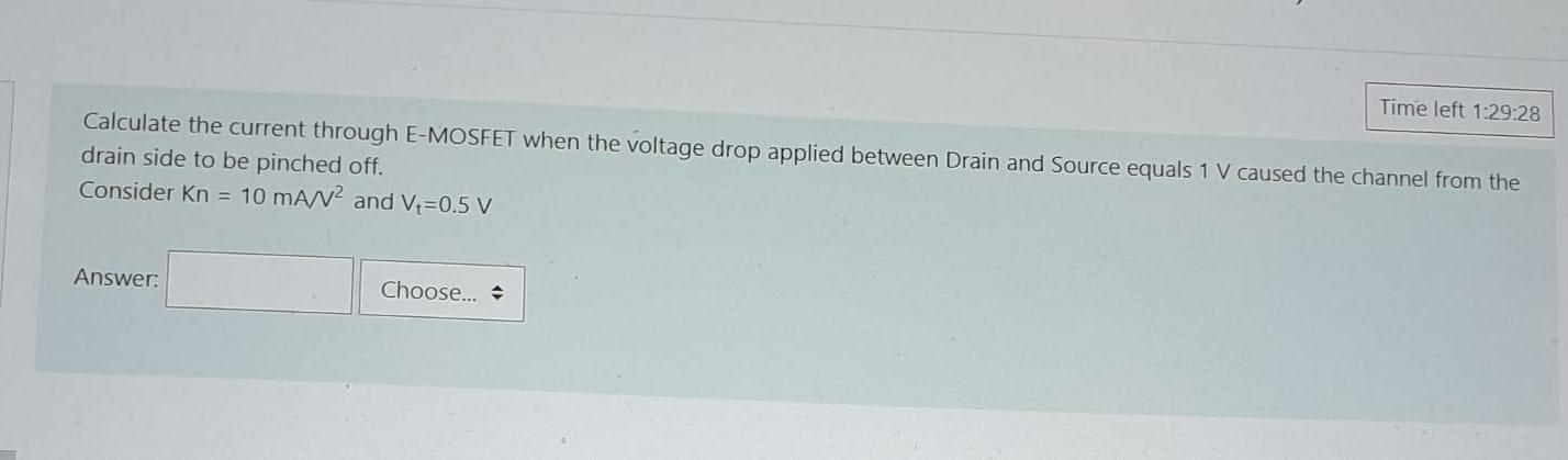 Solved Time left 1:29:28 Calculate the current through | Chegg.com