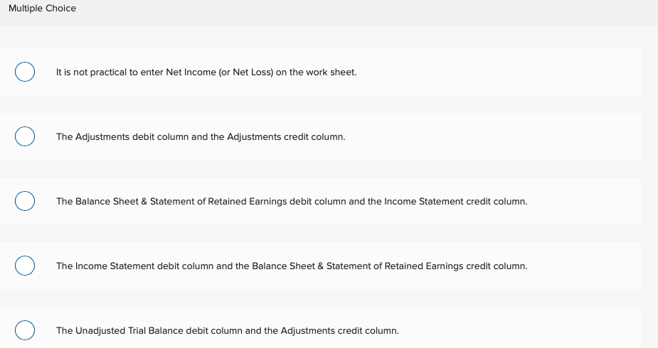 Solved In the process of completing a work sheet, the | Chegg.com
