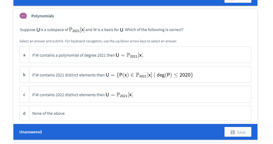Solved Polynomials Suppose Uis a subspace of P2021[x] and | Chegg.com