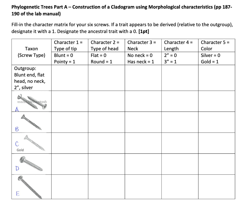 Solved Phylogenetic Trees Part A - Construction of a | Chegg.com