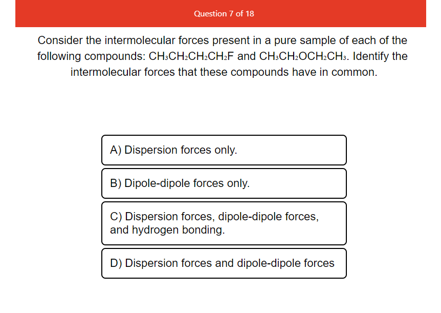 Solved Consider the intermolecular forces present in a pure | Chegg.com