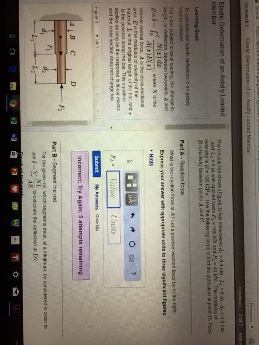 Solved 4 Elastic Deformation of an Axially Loaded Member | Chegg.com Solved 4 Elastic Deformation of an Axially Loaded Member | Chegg.com