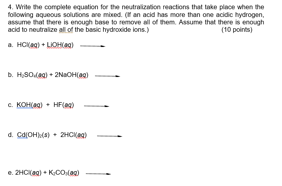 Solved 4 Write The Complete Equation For The Neutralization Chegg Solved 4 Write The Complete Equation For The Neutralization Chegg