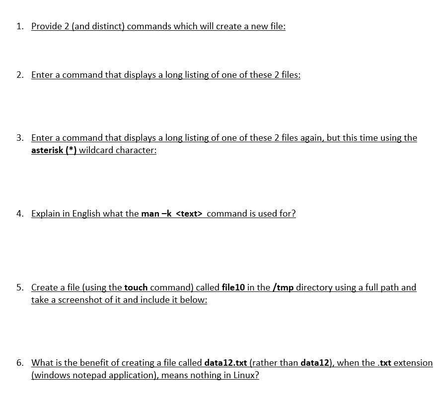 Solved 1. Provide 2 (and distinct) commands which will | Chegg.com