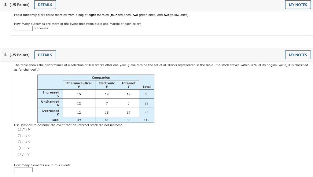 Solved 8. (-/5 Points) 1 DETAILS MY NOTES Pablo randomly | Chegg.com