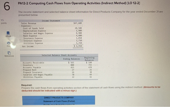 Solved PA12-2 Computing Cash Flows from Operating Activities | Chegg.com