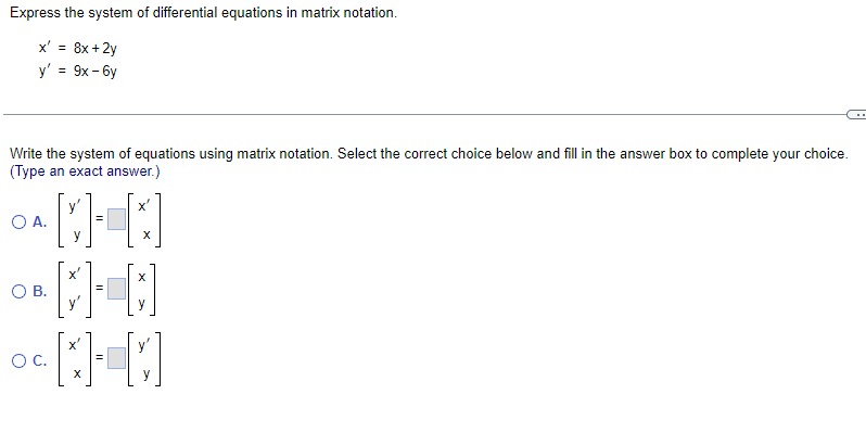 Solved Show work. Use Image view better. Write the system of | Chegg.com