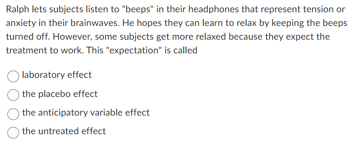Solved Ralph lets subjects listen to "beeps" in their | Chegg.com