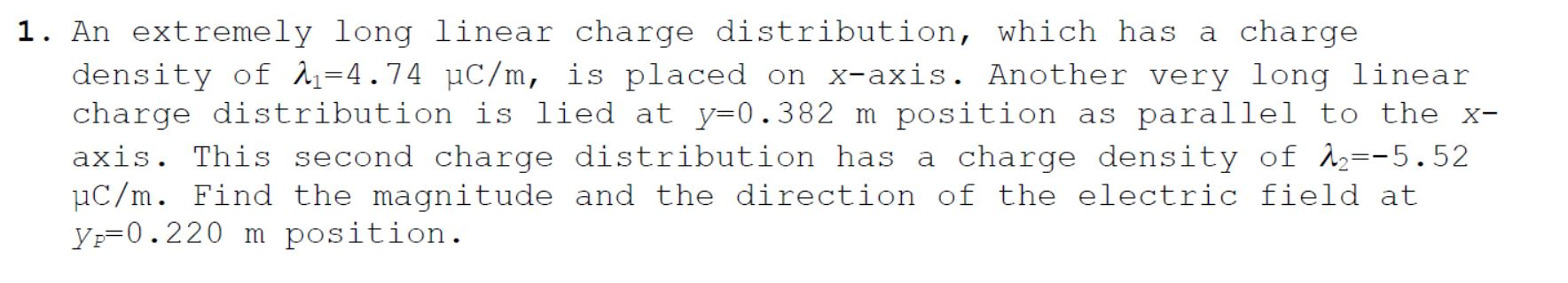 Solved 1. An extremely long linear charge distribution, | Chegg.com