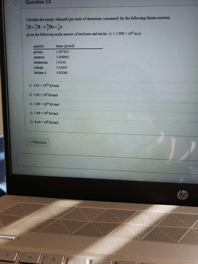 Solved DQuestion 13 Calculate the energy released (per mole | Chegg.com