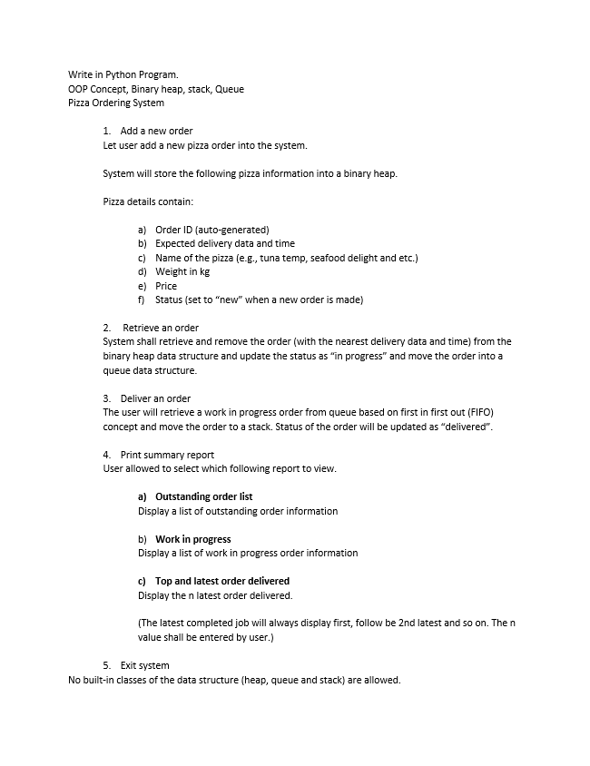 Solved Write In Python Program Oop Concept Binary Heap 8695