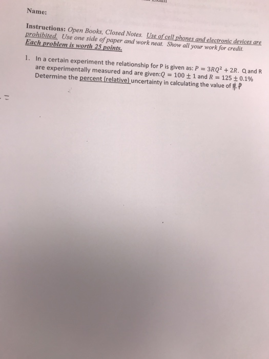 Solved Name: Instructions: Open Books, Closed Notes. Use of | Chegg.com