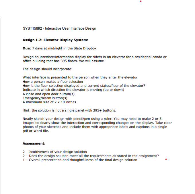 Solved SYST15892 - Interactive User Interface Design Assign | Chegg.com