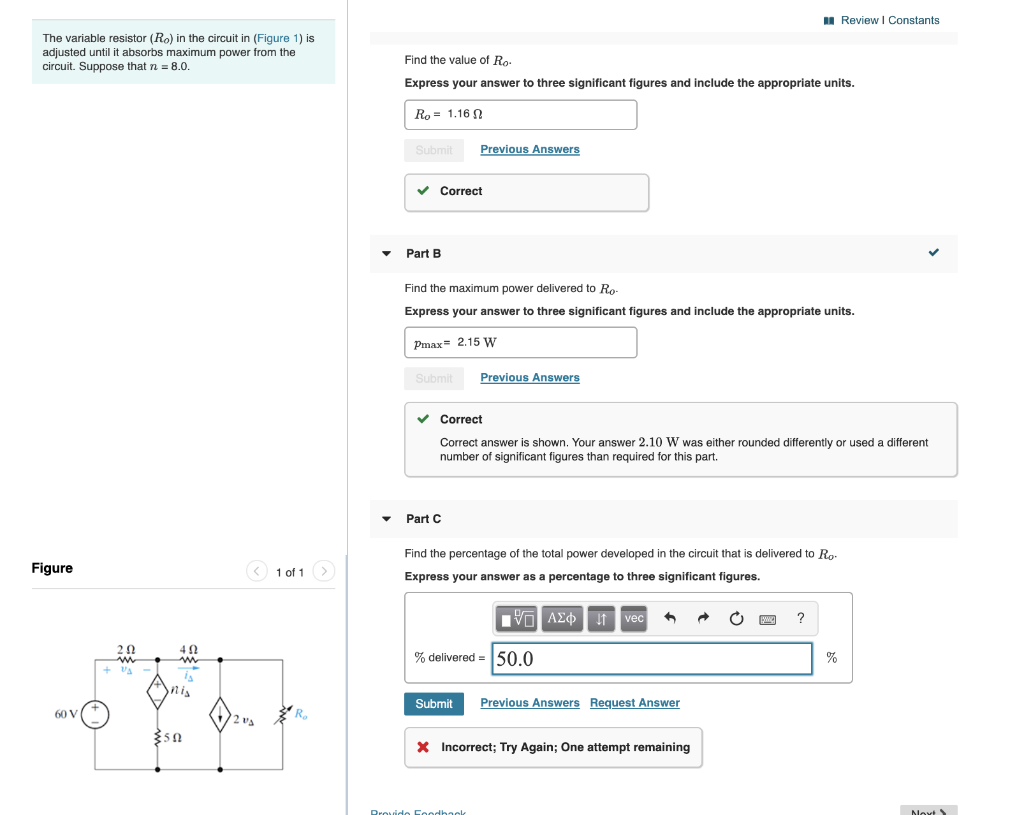 Solved Review | Constants The variable resistor (Ro) in the | Chegg.com