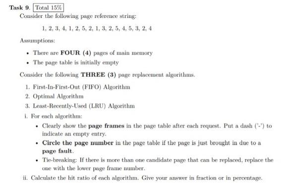 Solved Task 9. Total 15% Consider the following page | Chegg.com