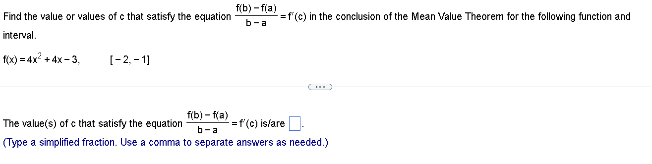 Solved Find the value or values of c that satisfy the | Chegg.com
