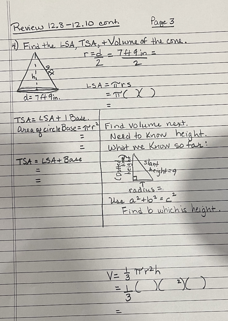 Solved (1) Find the LSA, TSA, + Volume of the cylinder.(2) | Chegg.com