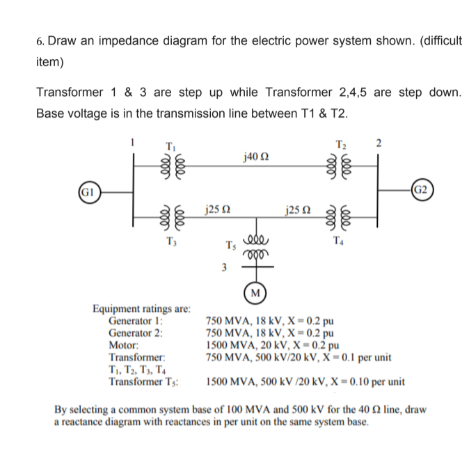 Solved 6. Draw an impedance diagram for the electric power | Chegg.com