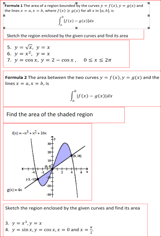 Solved Formula 1 The area of a region bounded by the curves | Chegg.com