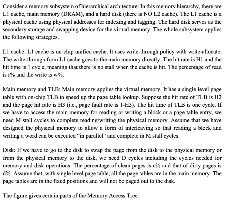 Consider a memory subsystem of hierarchical | Chegg.com