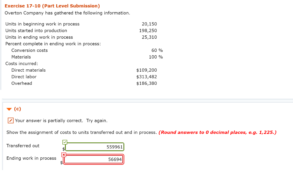 Solved Exercise 17-10 (Part Level Submission) Overton | Chegg.com