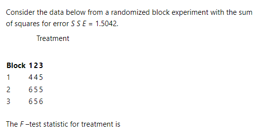 Solved Consider the data below from a randomized block | Chegg.com