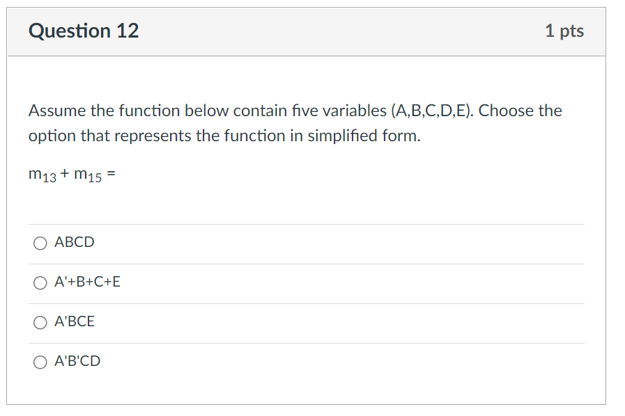 Solved Assume the function below contain five variables | Chegg.com