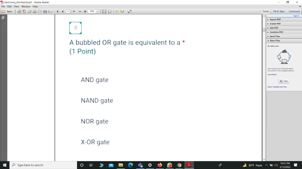 Solved X Electronics_Prevyears pdt - Adobe Reader File Edit | Chegg.com
