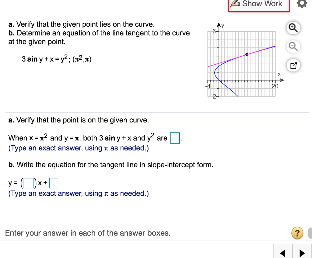 Solved Show Work a. Verify that the given point lies on the | Chegg.com