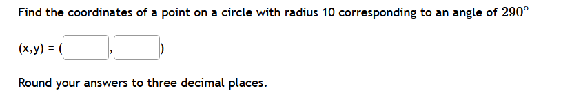 Solved Find the coordinates of a point on a circle with | Chegg.com
