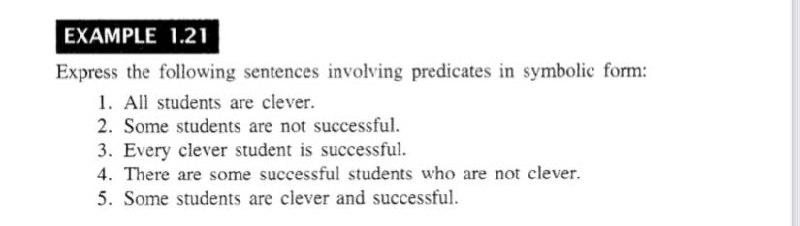 Solved EXAMPLE 1.21 Express the following sentences | Chegg.com