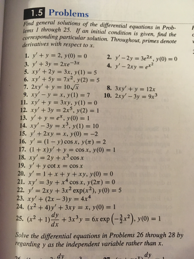 Solved Solve the following differential equations, numbers | Chegg.com