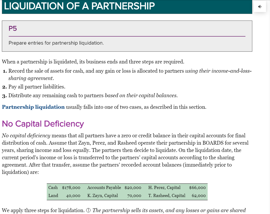 Solved LIQUIDATION OF A PARTNERSHIP P5 Prepare entries for | Chegg.com