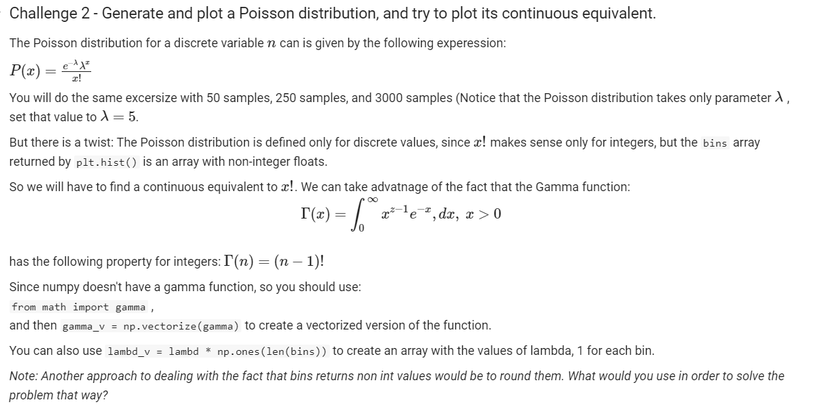 - Challenge 2 - Generate and plot a Poisson | Chegg.com