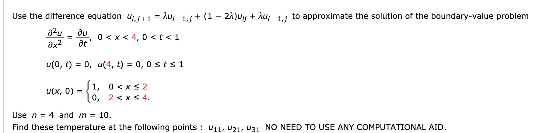Solved Use the difference equation Ui,j+1 = Qui+1,j + (1 – | Chegg.com