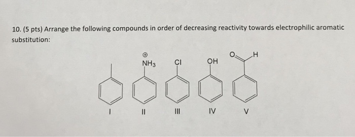 Solved 10. (5 pts) Arrange the following compounds in order | Chegg.com Solved 10. (5 pts) Arrange the following compounds in order | Chegg.com