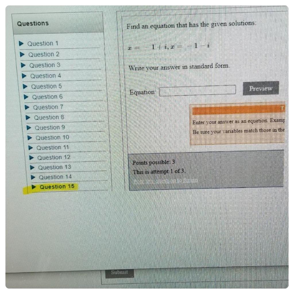 Solved Questions Find an equation that has the given | Chegg.com