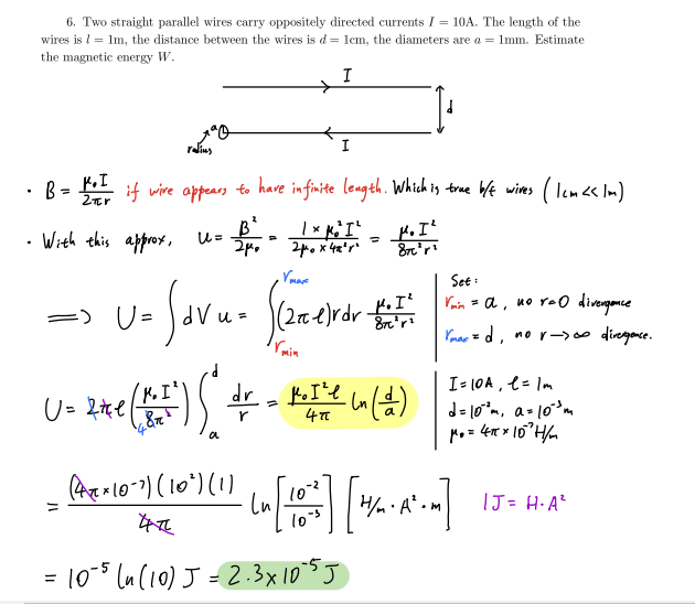Solved 6. Two straight parallel wires carry oppositely | Chegg.com