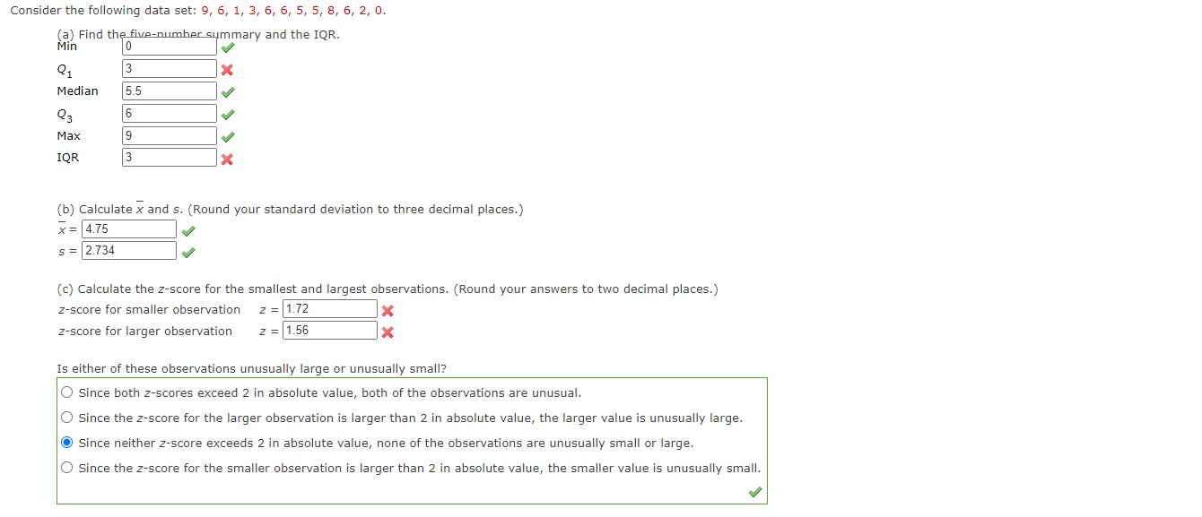 Solved Consider the following data set: | Chegg.com