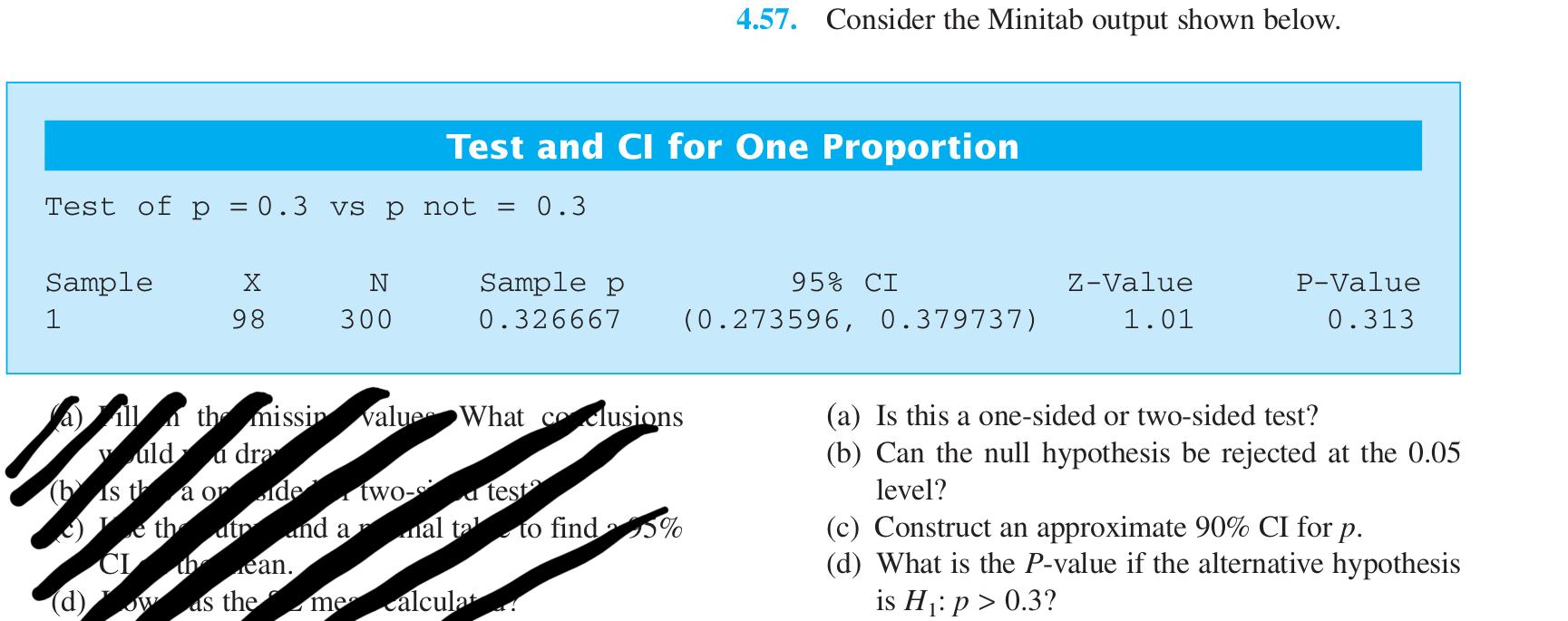 Solved 4.57. Consider the Minitab output shown below. Test | Chegg.com