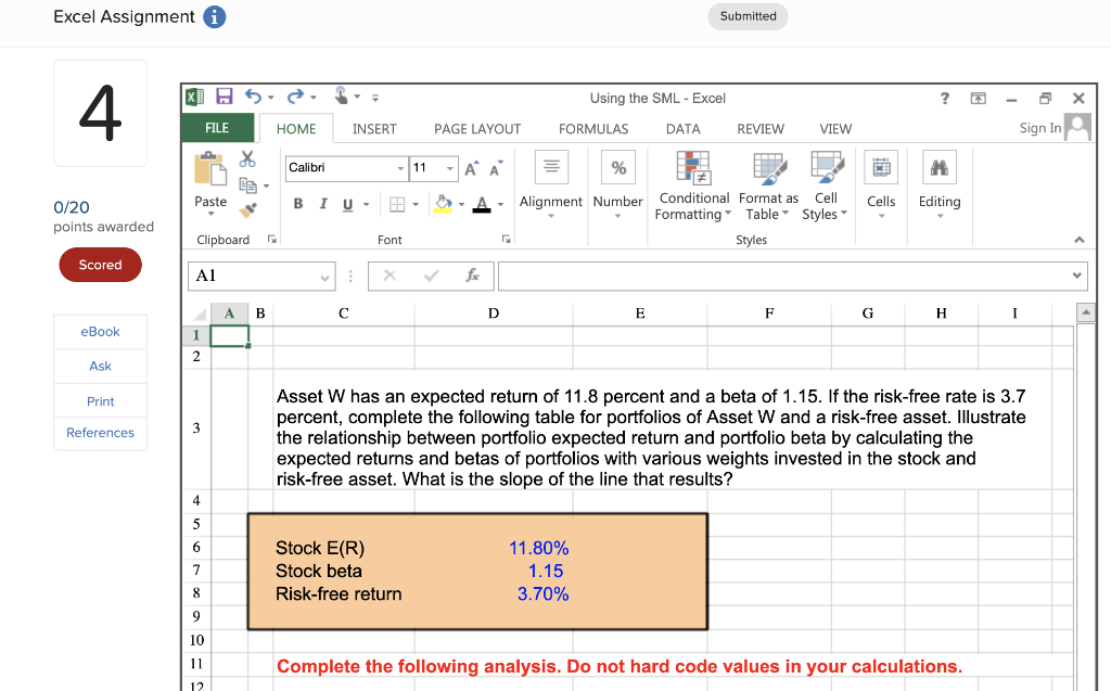 Solved Excel Assignment i Submitted 18.5 FILE HOME INSERT | Chegg.com