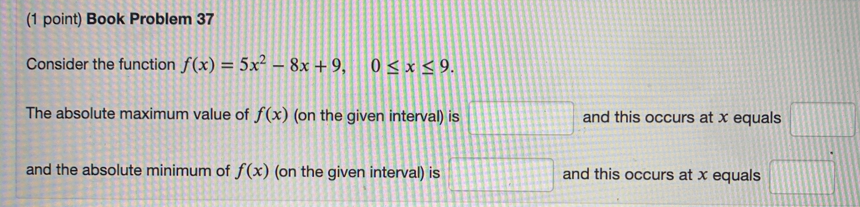 Solved (1 point) Book Problem 37 Consider the function f(x) | Chegg.com