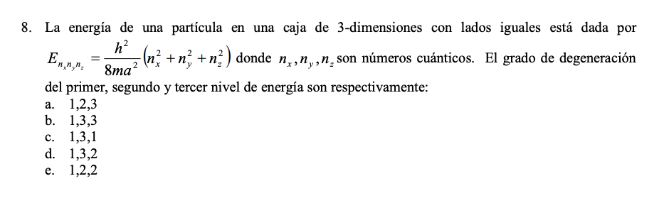 Solved The energy of a particle in a 3-dimensional box with | Chegg.com