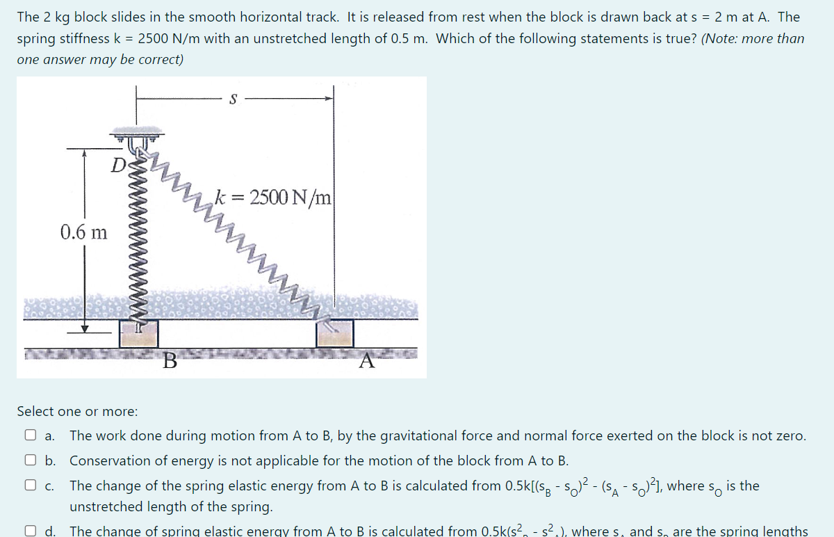 The 2 kg block slides in the smooth horizontal track. | Chegg.com