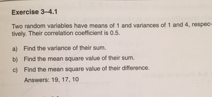 Solved Exercise 3-4.1 Two random variables have means of 1 | Chegg.com